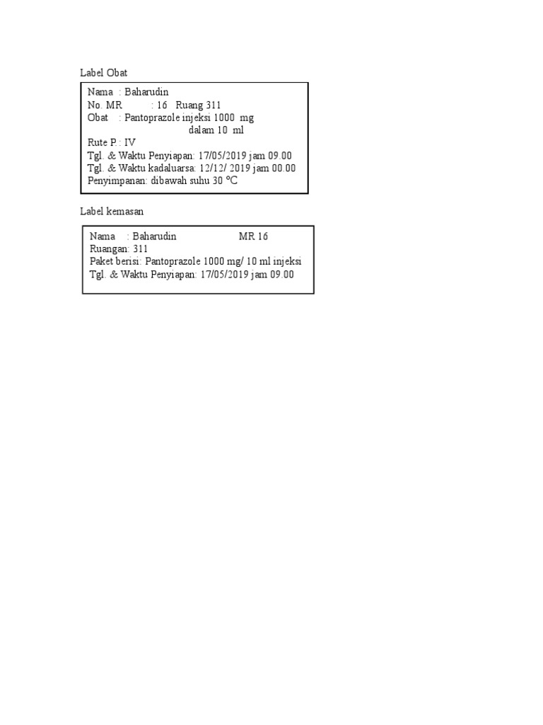 8, 9. Label Obat Pantoprazole | PDF | Pengembangan Diri | Kesehatan ...