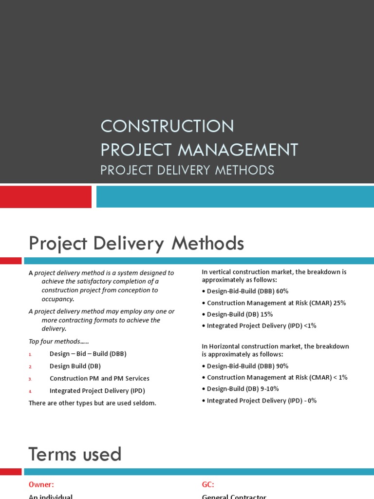 Project Delivery Methods | PDF | Construction Management | General ...
