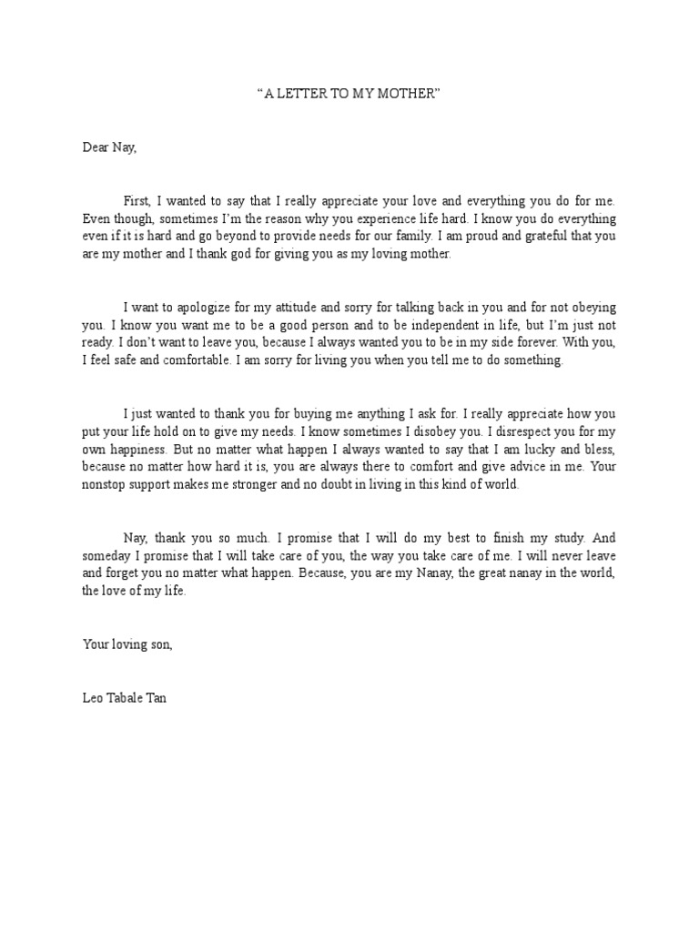 A Letter To My Mother | PDF