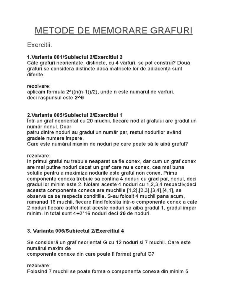 Metode de Memorare Grafuri | PDF