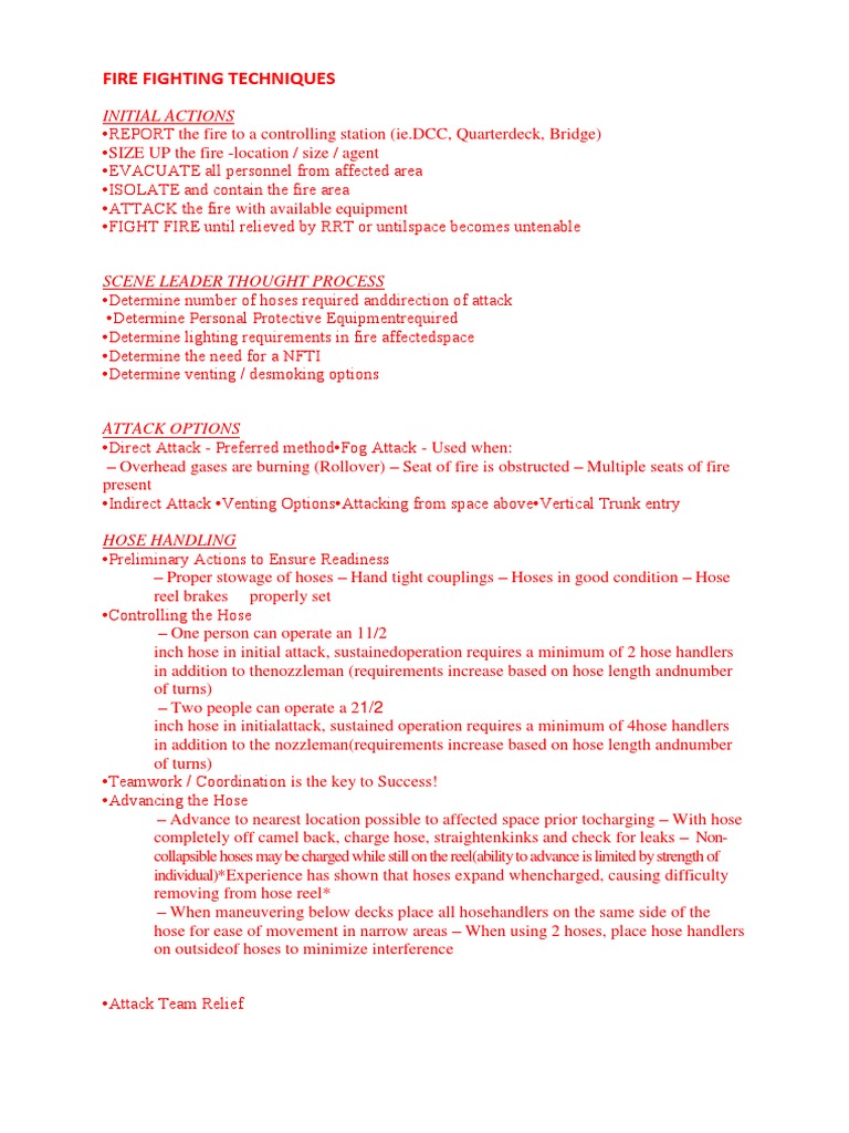 Fire Fighting Techniques | PDF | Firefighting | Fires