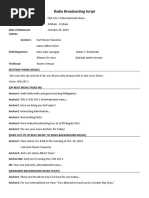 Radio Broadcasting Script | PDF | Broadcasting