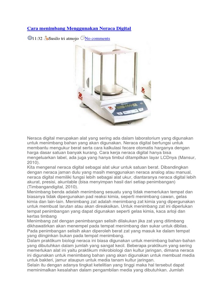 Panduan Penggunaan Neraca Digital | PDF