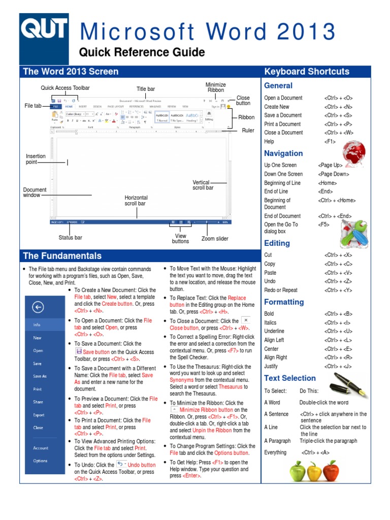 Word 2013 Quick Reference Guide | PDF | Tab (Gui) | Microsoft Word