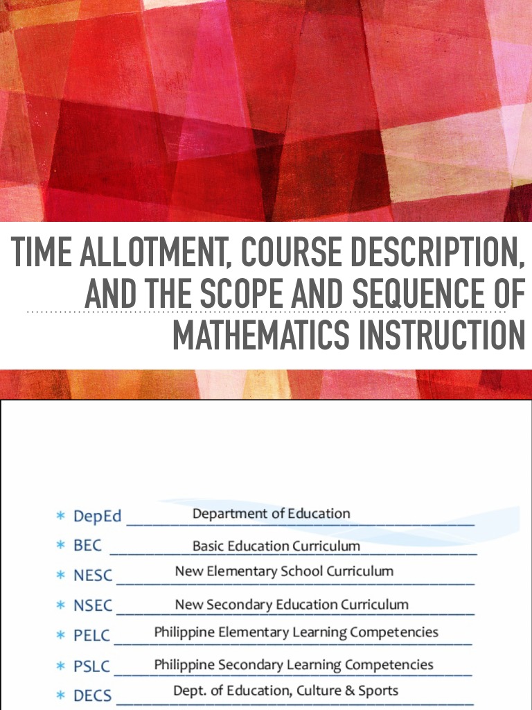 Time Allotment 1 | PDF | Equations | Numbers