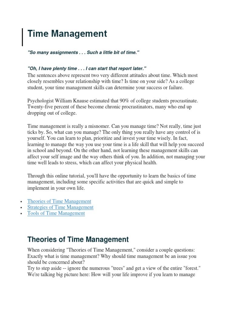 Time Management Theory | Download Free PDF | Time Management ...