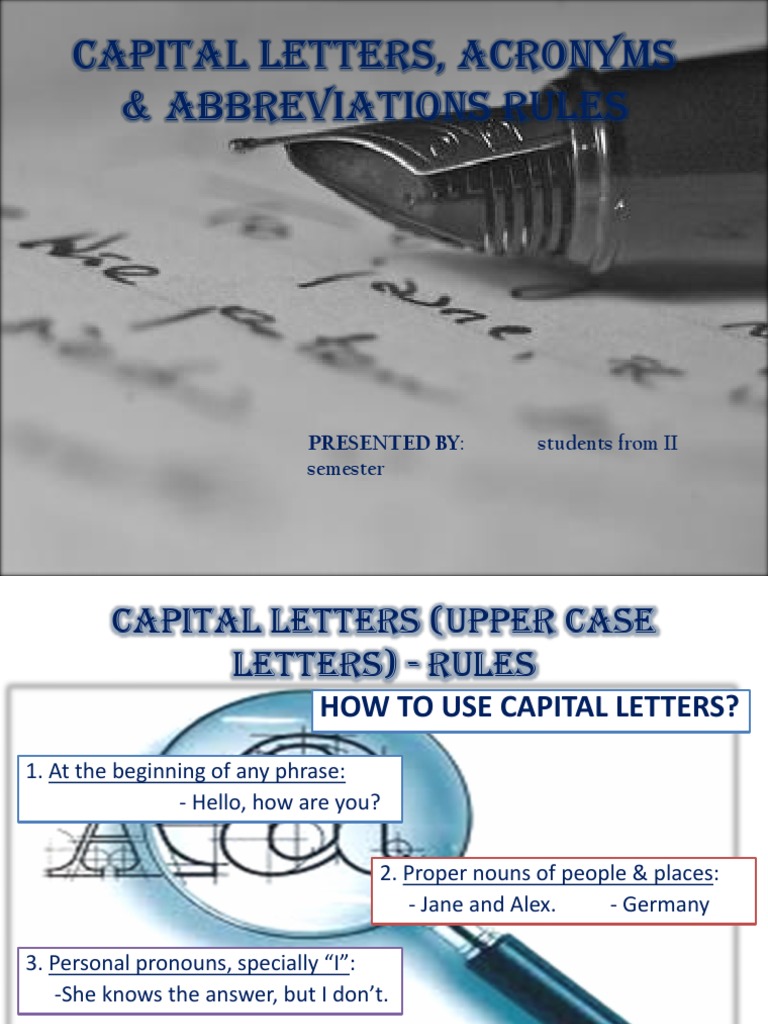 Capital Letters, Acronyms & Abbreviations Rules: Students From II ...