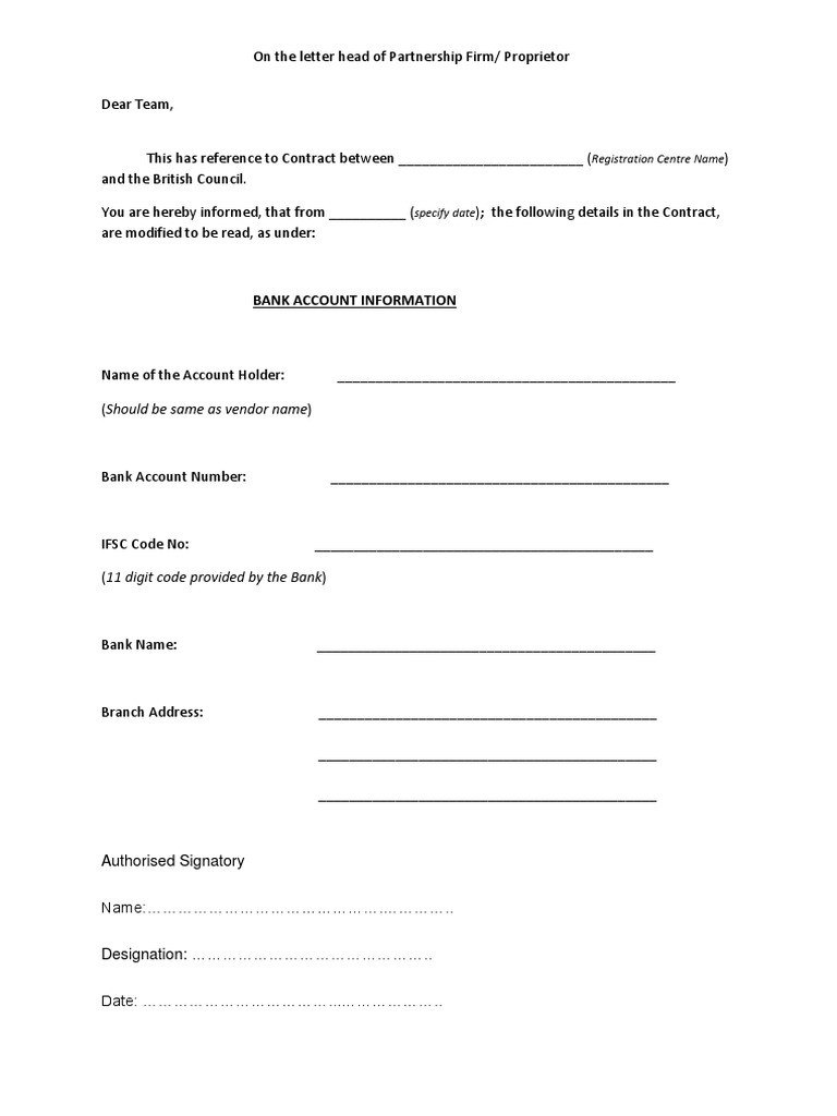 Bank Account Declaration Format | PDF