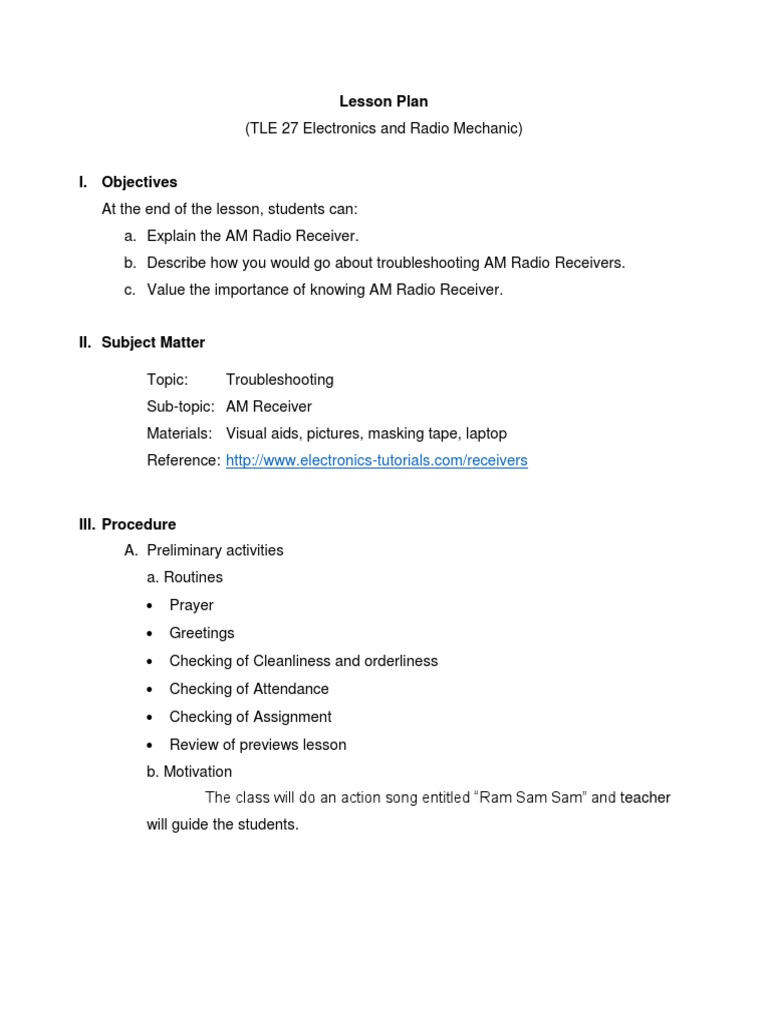 Sample Lesson Plan | PDF | Hertz | Radio