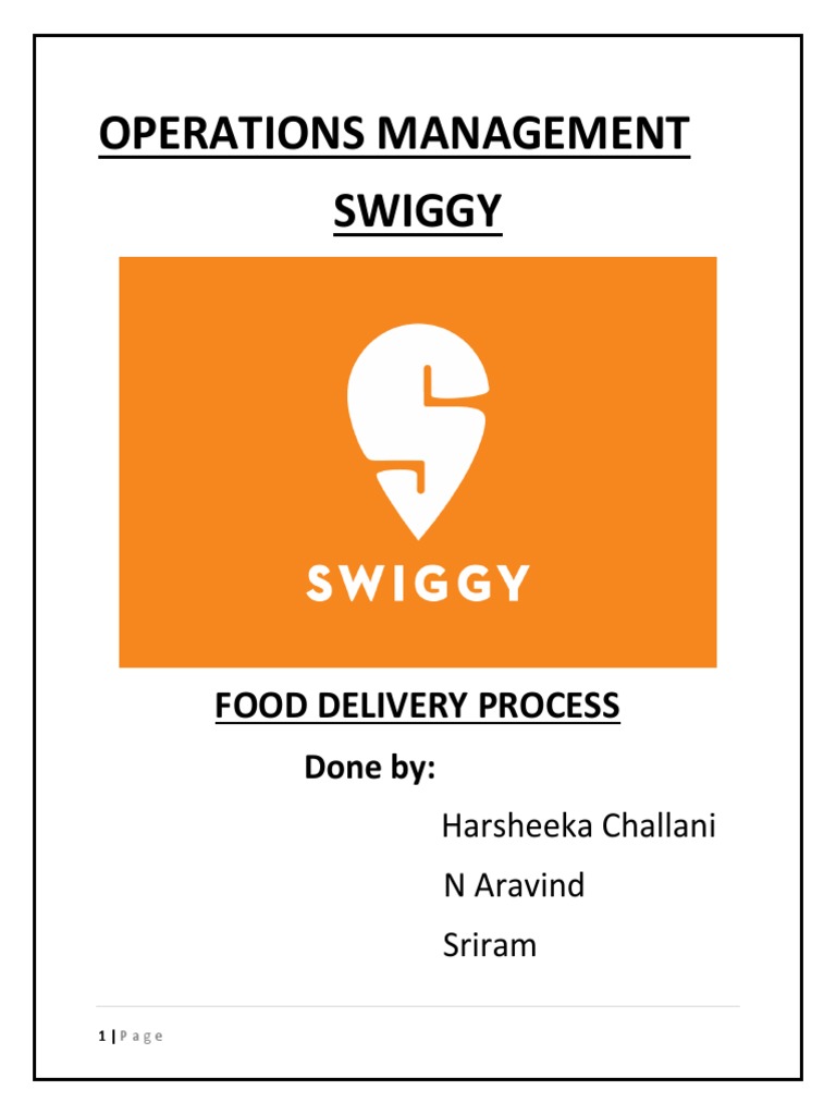 Operations Management Swiggy: Food Delivery Process | Interactive Voice ...