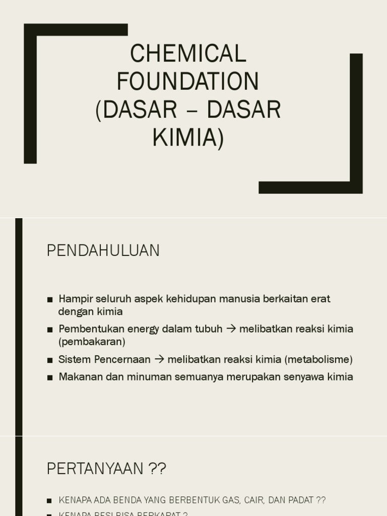 Chemical Foundation (Dasar - Dasar Kimia) | PDF