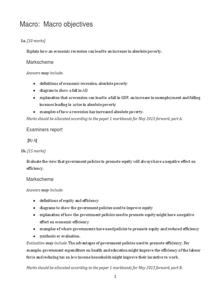 Macro Macro Objectives - KEY | PDF | Deflation | Inflation