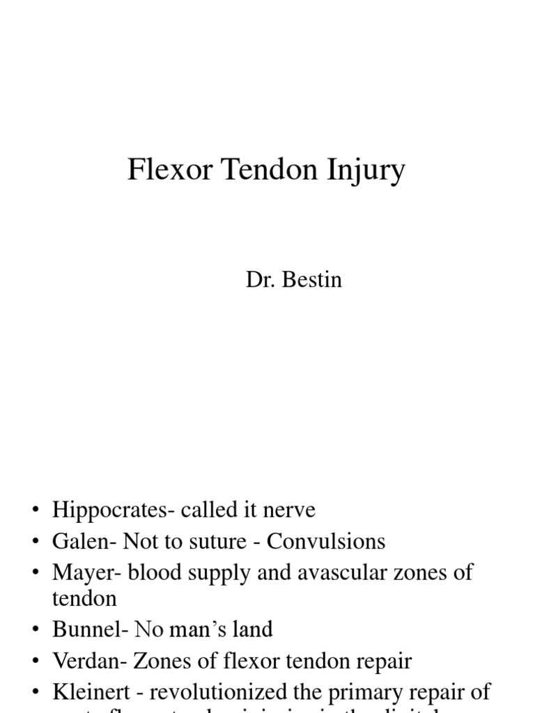 Flexor Tendon Injury: Dr. Bestin | PDF | Tendon | Finger