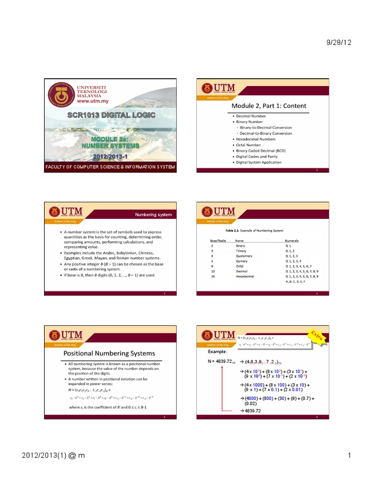 Module 2a Number Systems (Student) | PDF | Decimal | Theory Of Computation