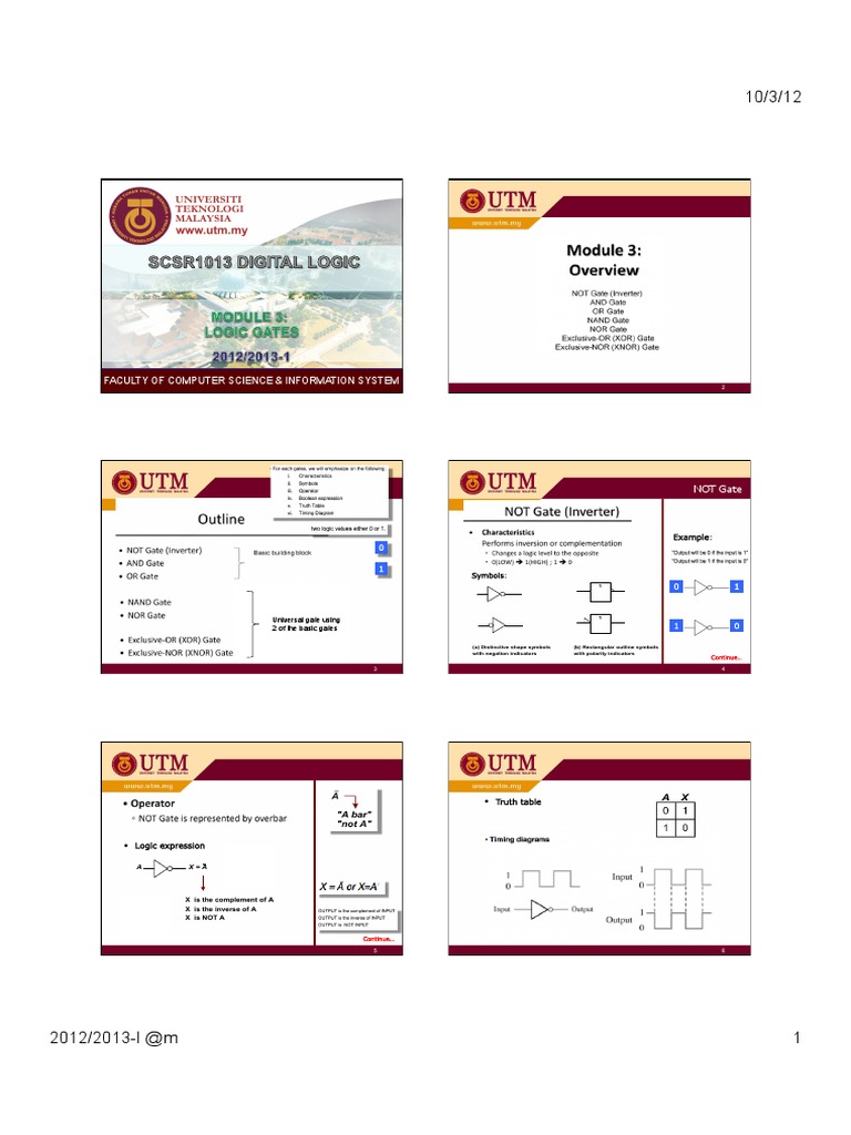 Module 3 Logic Gates (Student) | PDF | Logic Gate | Theoretical ...