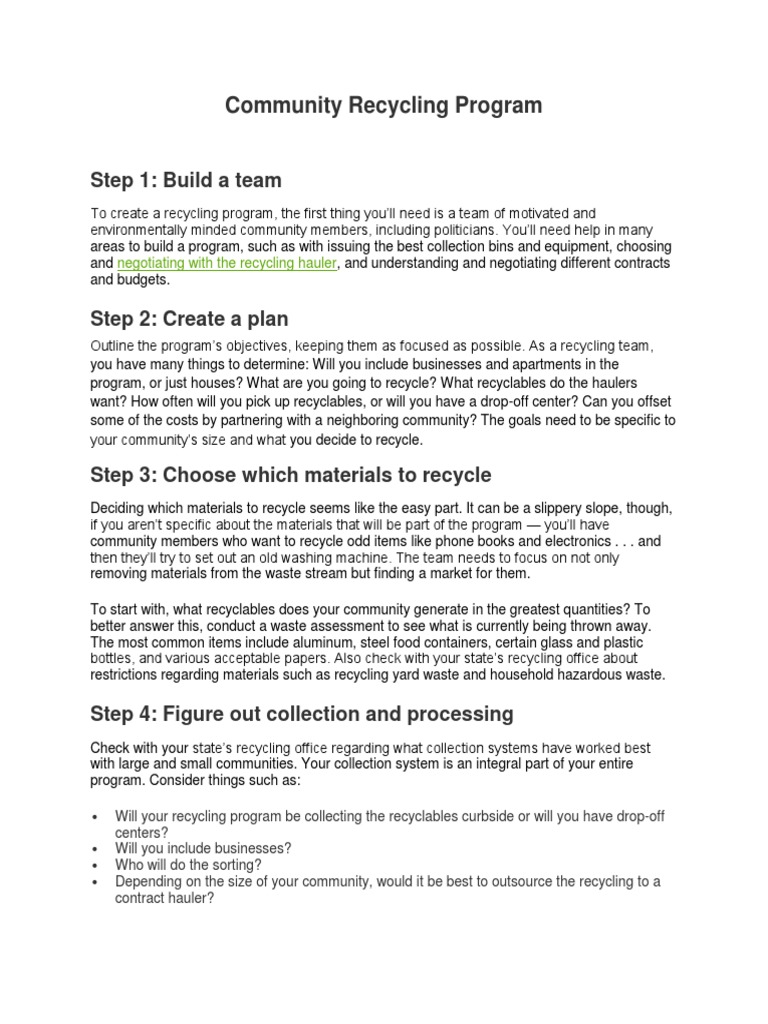 A Six-Step Process for Developing an Effective Community Recycling ...
