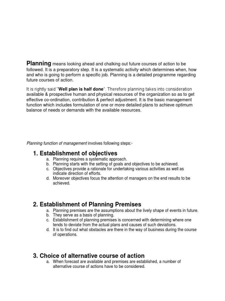 Planning Functions | PDF | Performance Appraisal | Planning