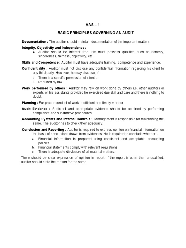 Aas - 1 Basic Principles Governing An Audit | PDF | Internal Control | Audit
