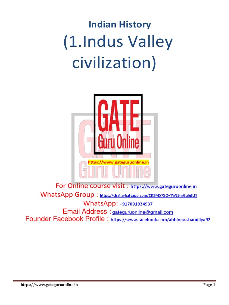 1.indus Valley Civilization | PDF
