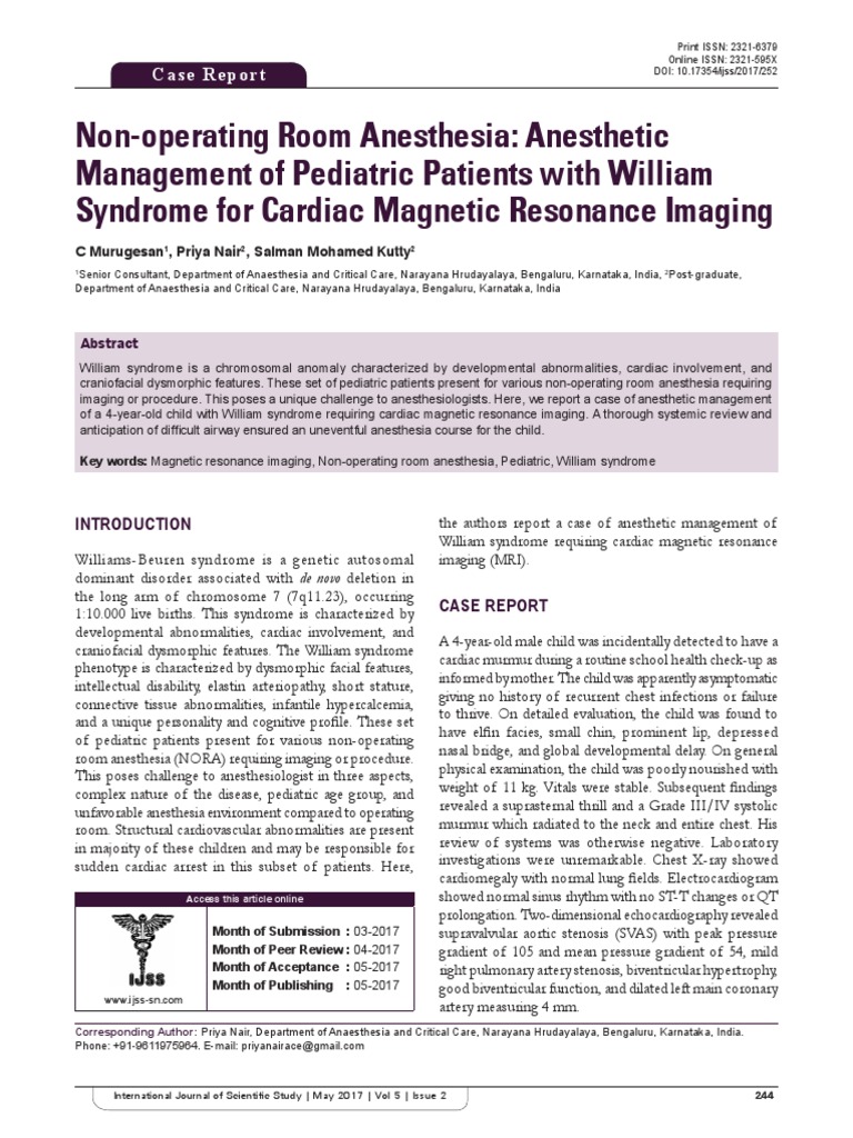 Non-Operating Room Anesthesia: Anesthetic Management of Pediatric ...