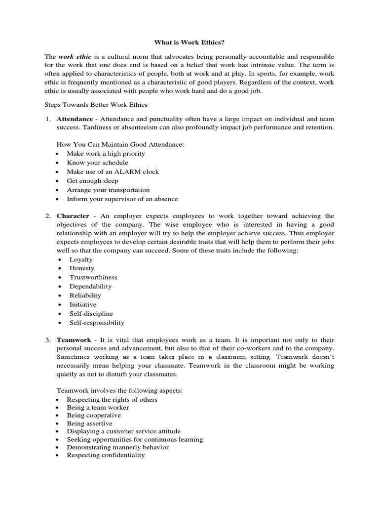 What Is Work Ethics? | PDF | Employment | Nonverbal Communication