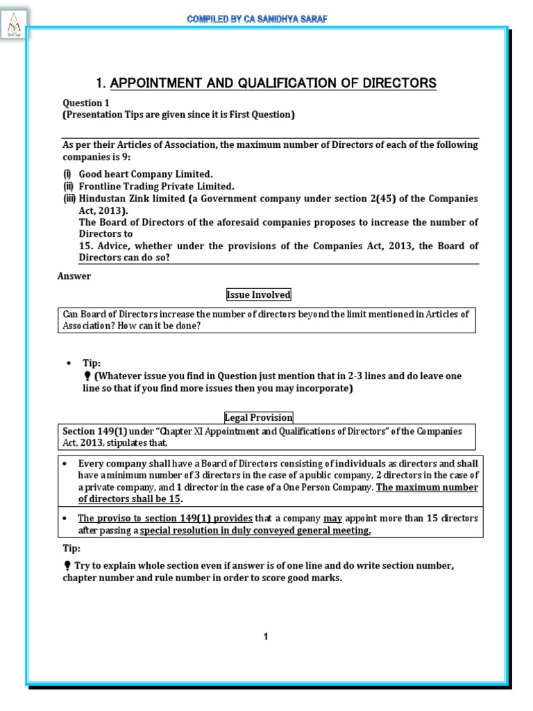 Directors' Appointment and Qualifications Guide | PDF | Board Of ...
