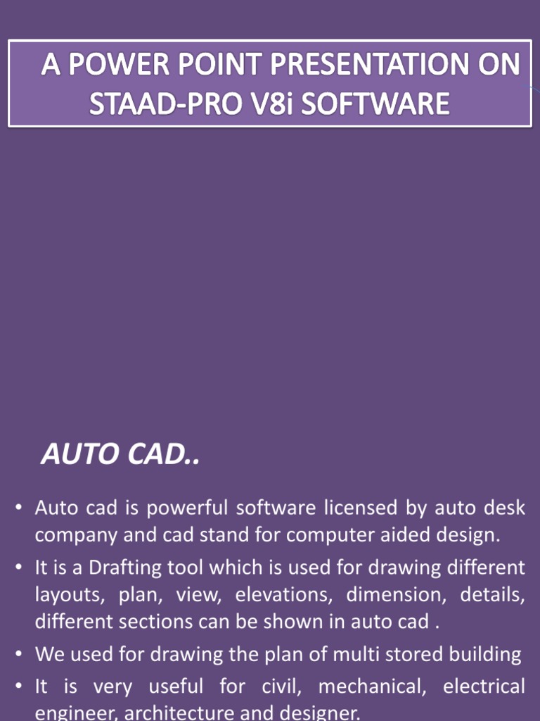 Staad Pro PPT 2018 | Download Free PDF | Computer Aided Design | Beam ...