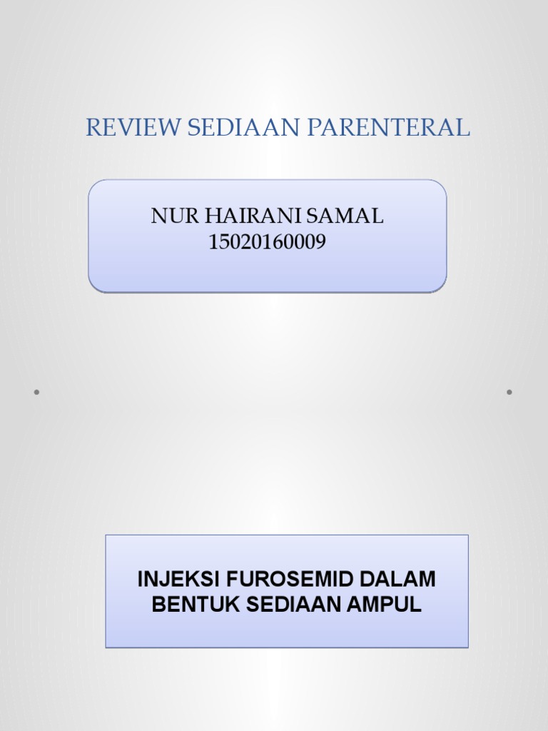 Formulasi Injeksi Furosemid Ampul | PDF