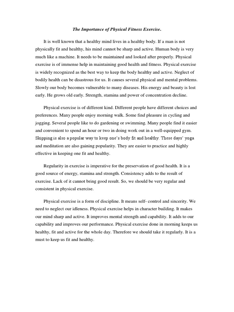 The Importance of Physical Fitness Exercise | PDF | Physical Exercise ...