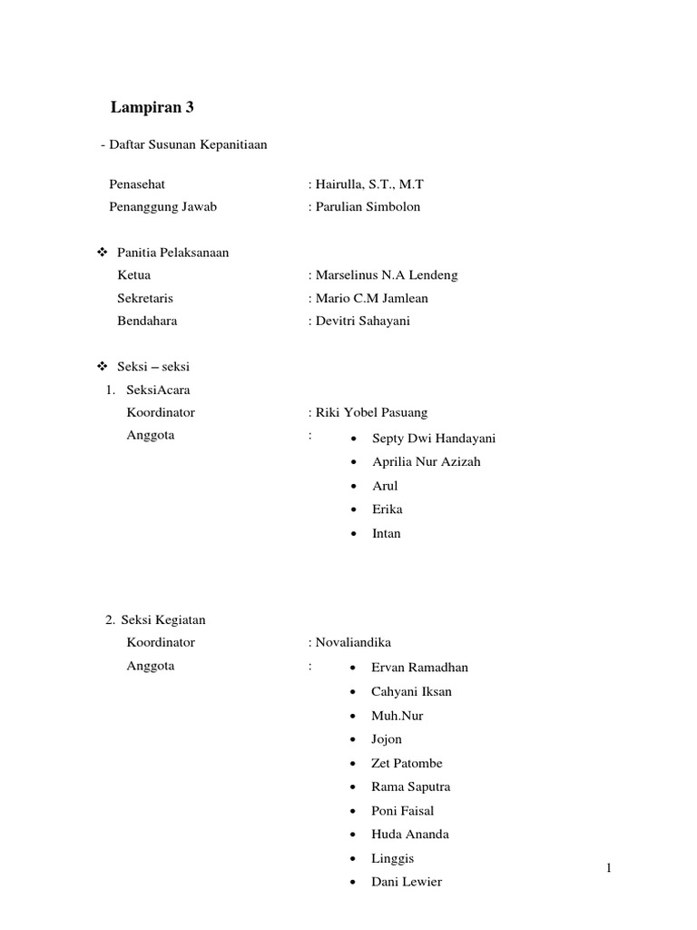 Lampiran 3 (Susunan Kepanitiaan) | PDF