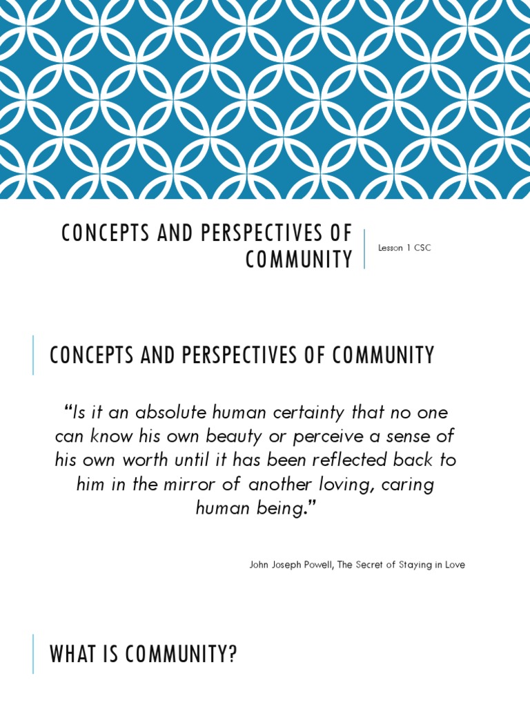 Lesson 1 Concepts and Perspectives of Community | Community ...