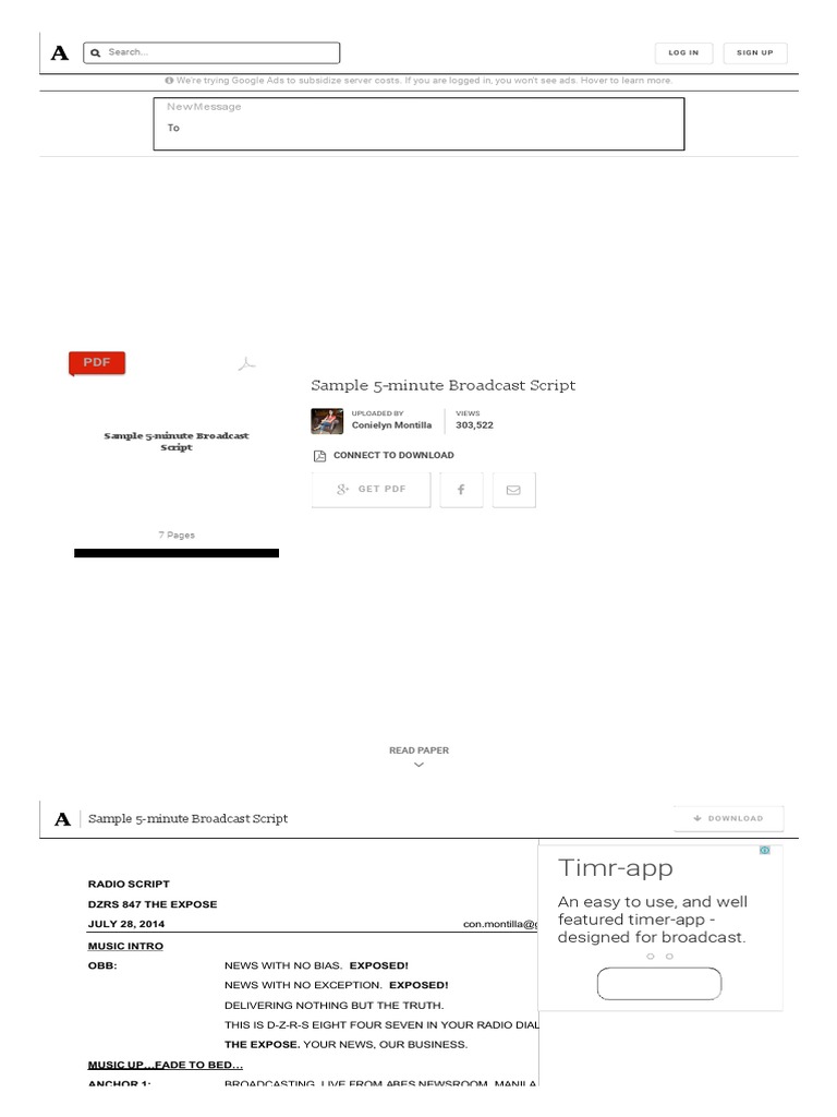 PDF Sample 5 Minute Broadcast Script 7 P | PDF | News | Science