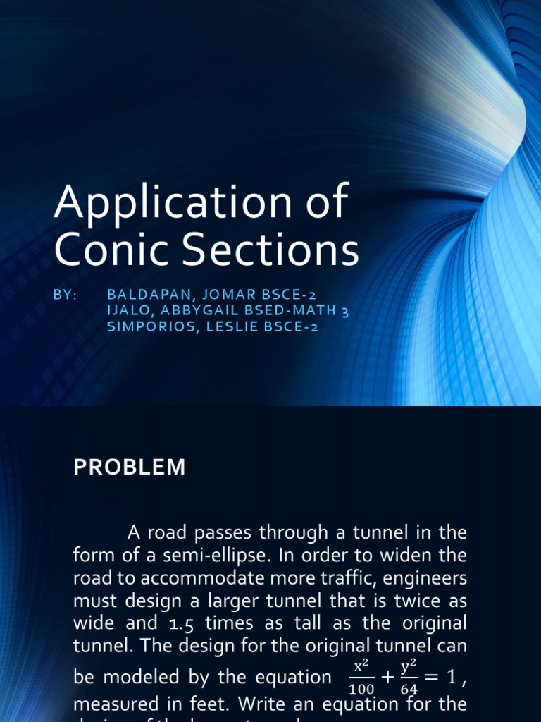 Application of Conic Sections | PDF | Ellipse | René Descartes