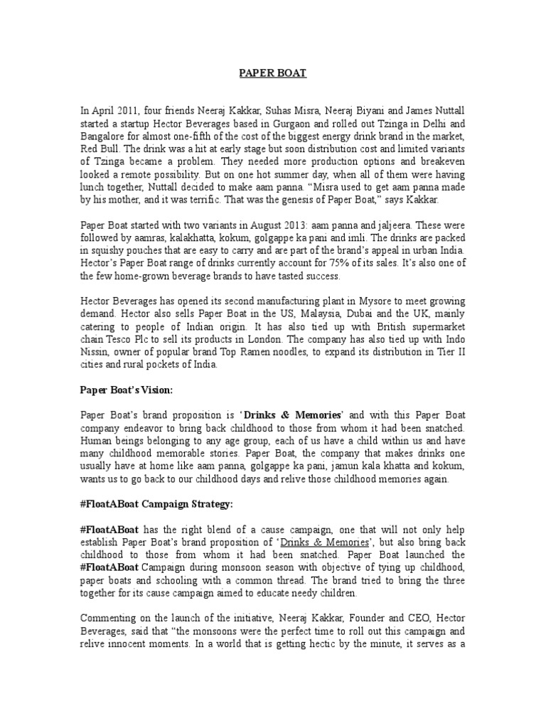 Paper Boat's #FloatABoat Campaign Brings Back Childhood Memories | PDF ...