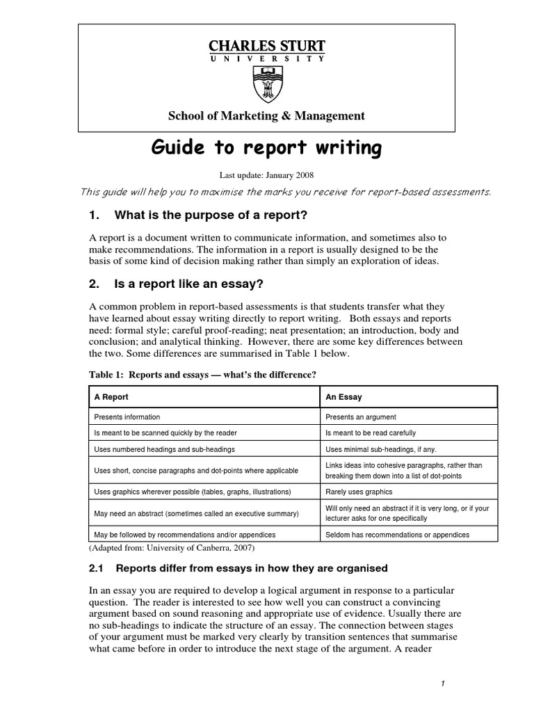 Guide To Report Writing | PDF | Essays | Question