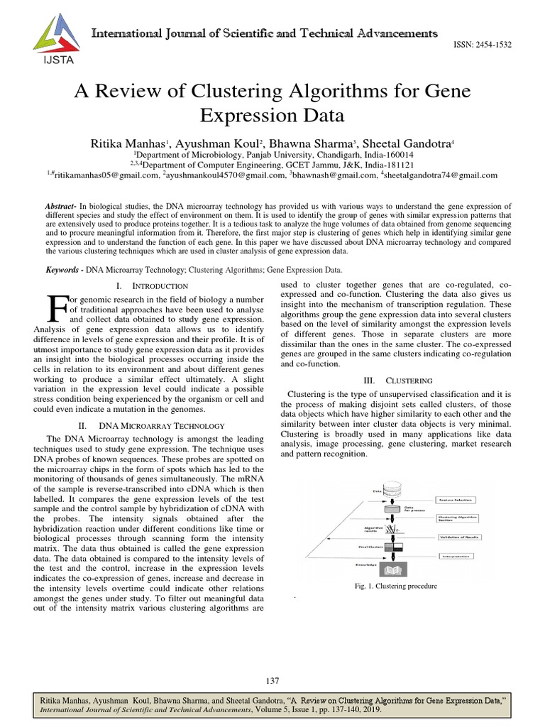 Gene Clustering Review Paper | PDF | Dna Microarray | Cluster Analysis