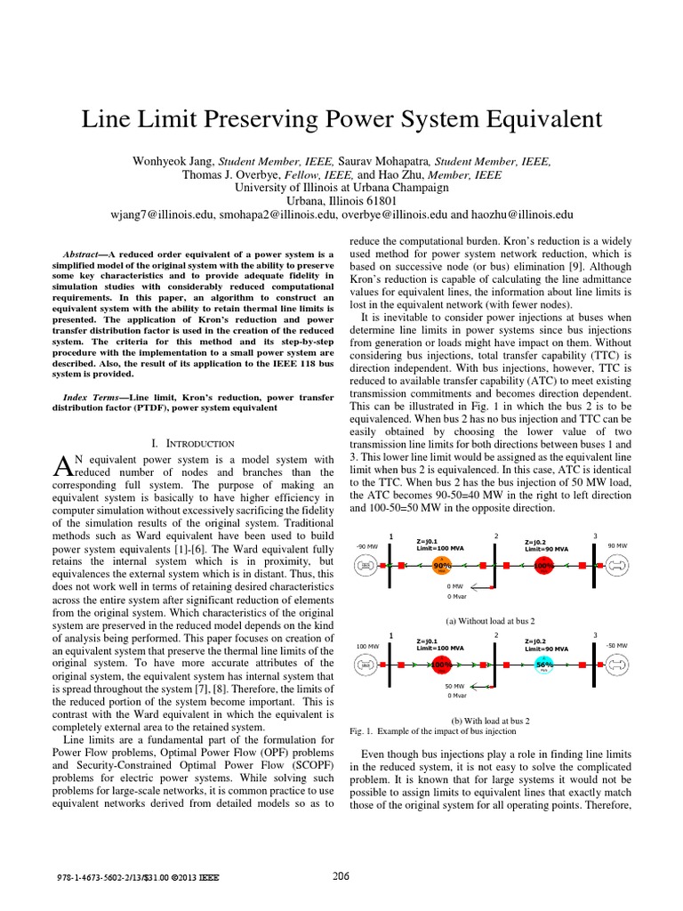 Line Limit Preserving Power System Model | PDF | Inequality ...