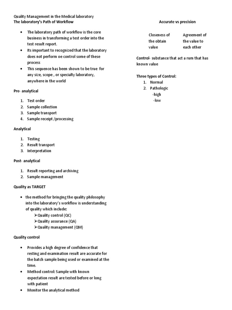 The Laboratory's Path of Workflow Accurate Vs Precision | PDF