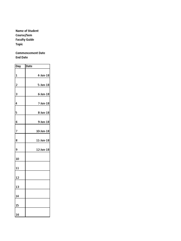 Student NTCC Diary: Name of Student Course/Sem Faculty Guide Topic Commencement Date End Date ...