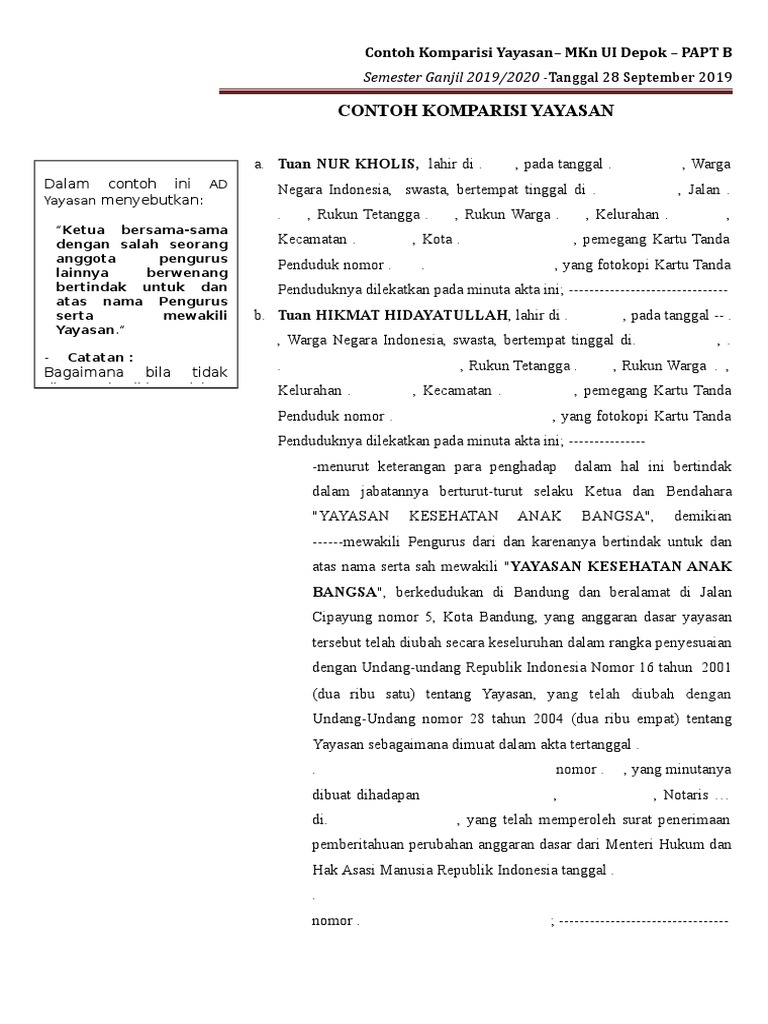 Komparisi Yayasan | PDF | Hukum
