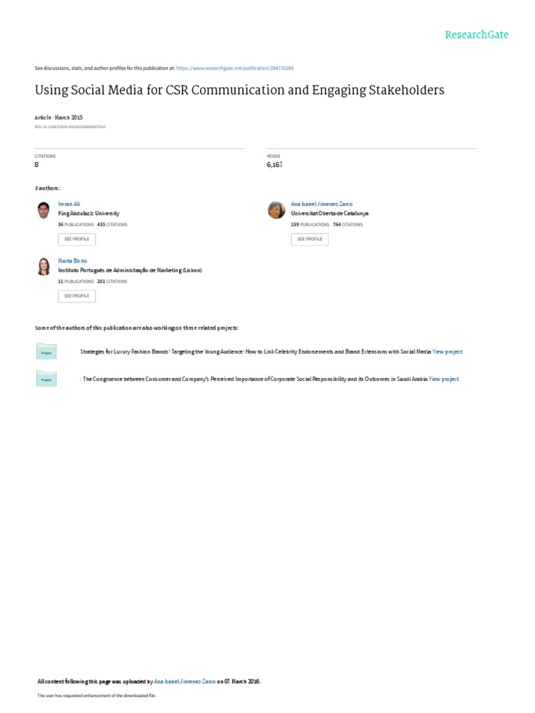 Using Social Media For CSR Communication and Engaging Stakeholders ...