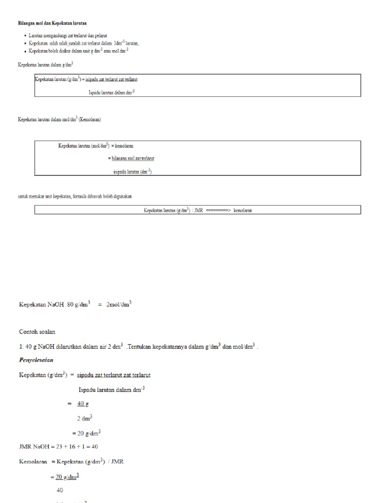 Contoh Soal dan Rumus Kemolaran | PDF