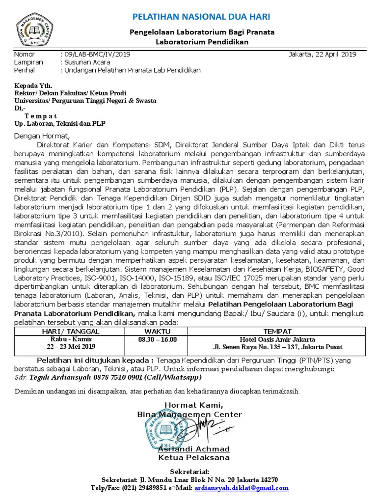 BMC Pelatihan Pengelolaan Laboratorium Bagi Pranata Laboratorium ...