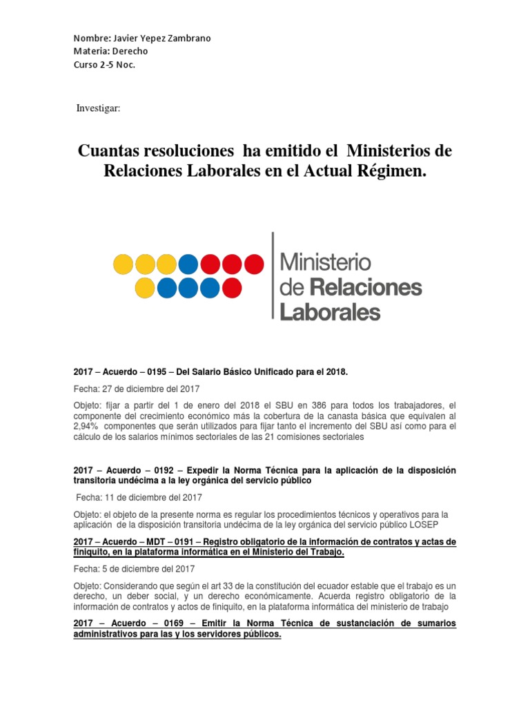 Regimen Laboral Ecuador | PDF | Justicia | Crimen y violencia