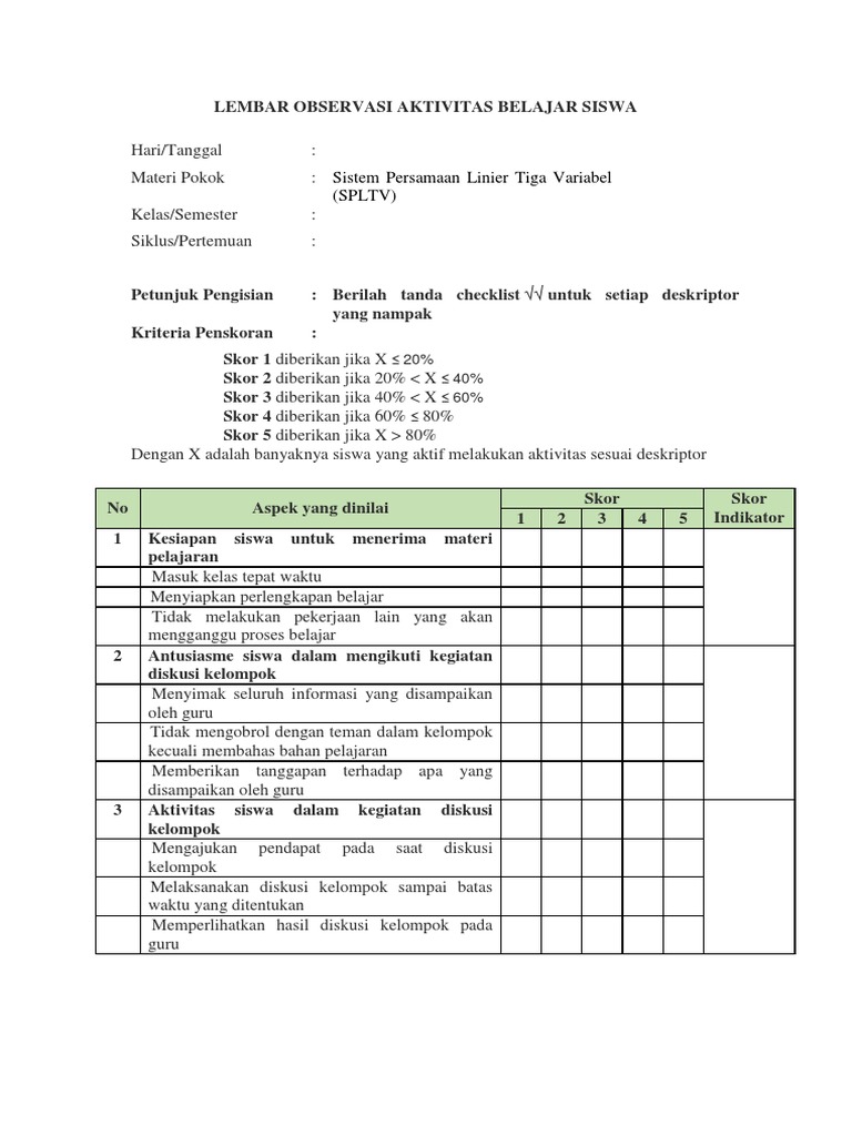 Contoh ANGKET EVALUASI PEMBELAJARAN | PDF