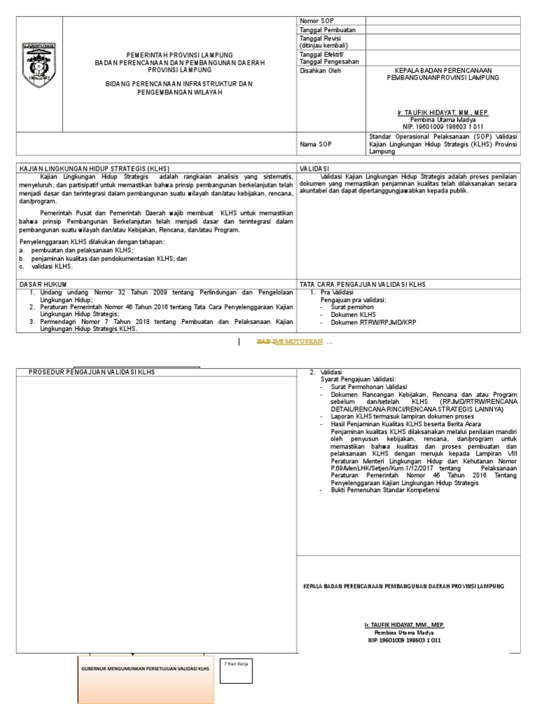 SOP Validasi KLHS | PDF