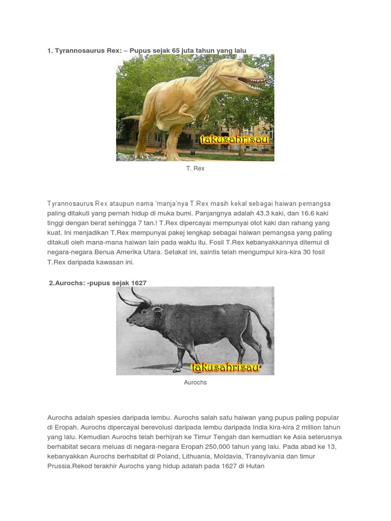 Gambar Haiwan Yang Telah Pupus | PDF