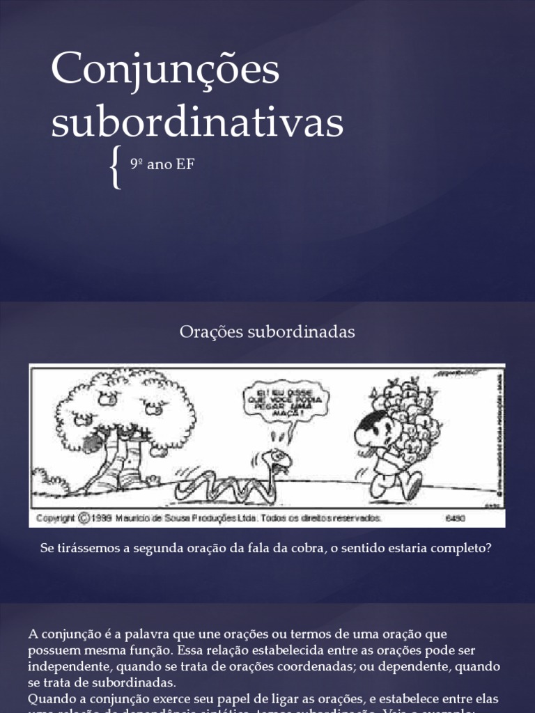 Conjunções Subordinativas: Tipos e Exemplos | PDF