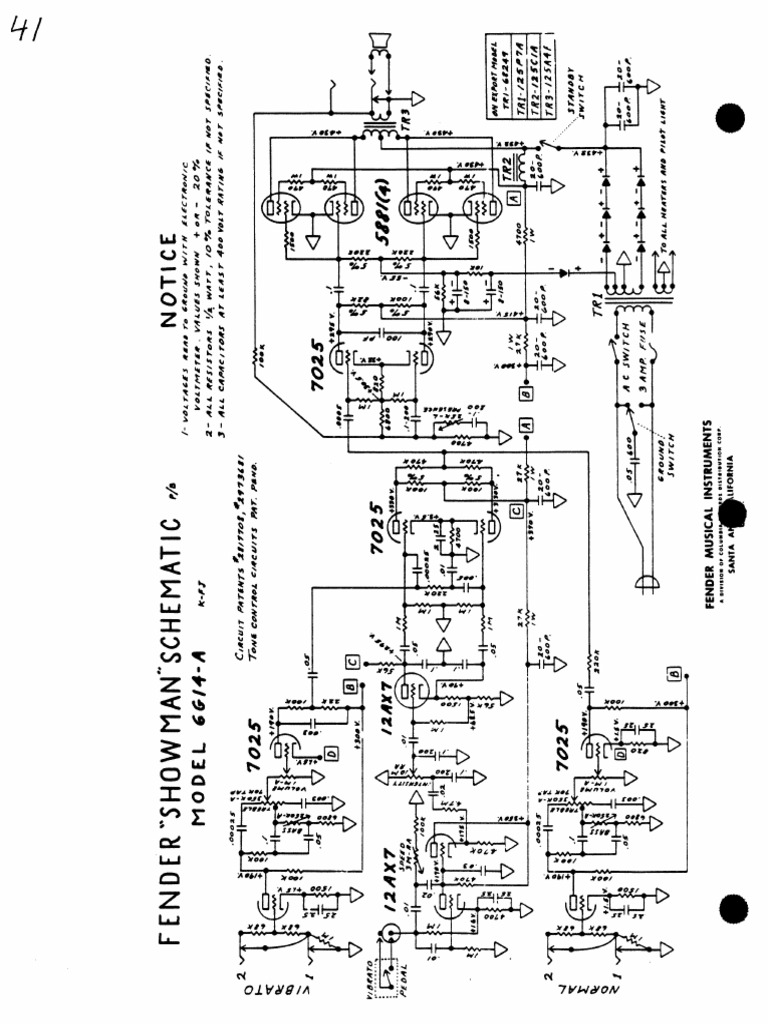 Fender Showman 6G14A Schematic | PDF