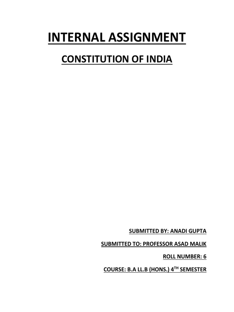 Internal Assignment: Constitution of India | PDF | Dalit | Social Justice